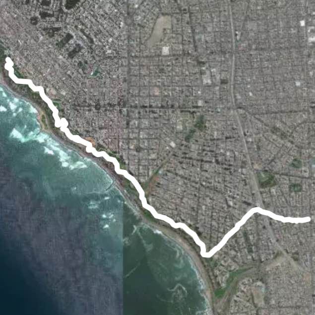 Malecon Cisneros와 Larcomar in Provincia de Lima | Walking Map