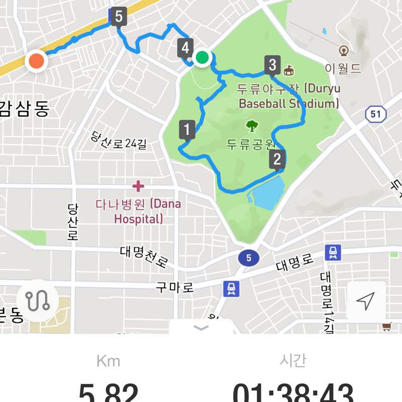 Duryu Park in Daegu | Walking Map