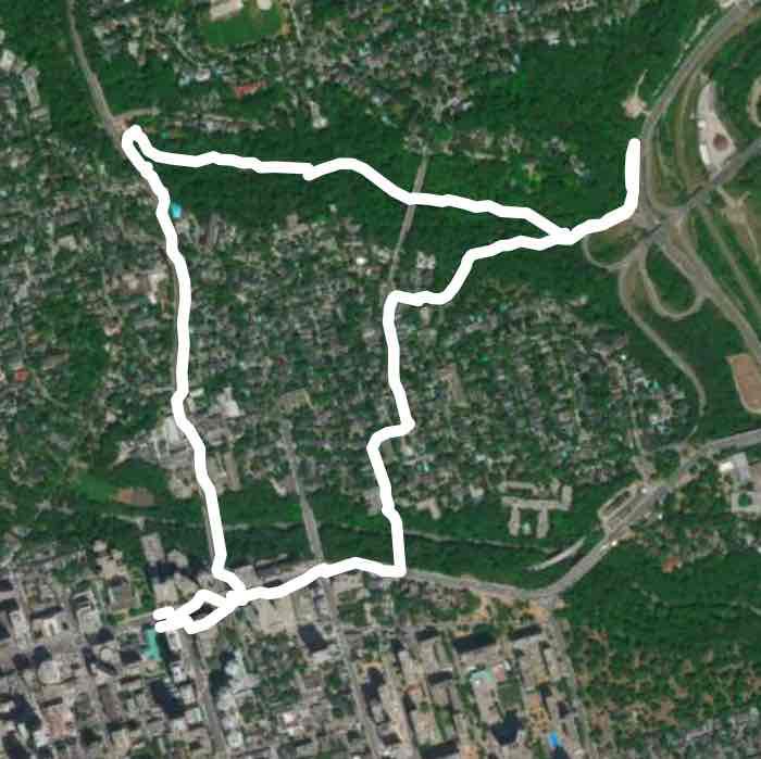 Rosedale evening walk Trail - Toronto, Ontario, Canada | Pacer