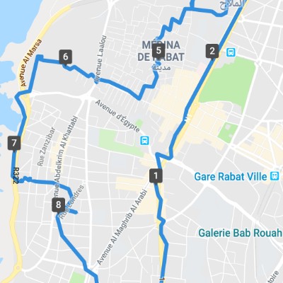9 km circuit avenue Hassan 2 Ha and mellah marina Walk Trail - Rabat ...